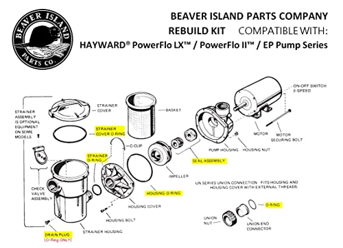 Beaver Island Parts Co. Fits Hayward Power-Flo LX, SP1580 Series Pump O-Ring Seal Gasket Repair Rebuild Kit