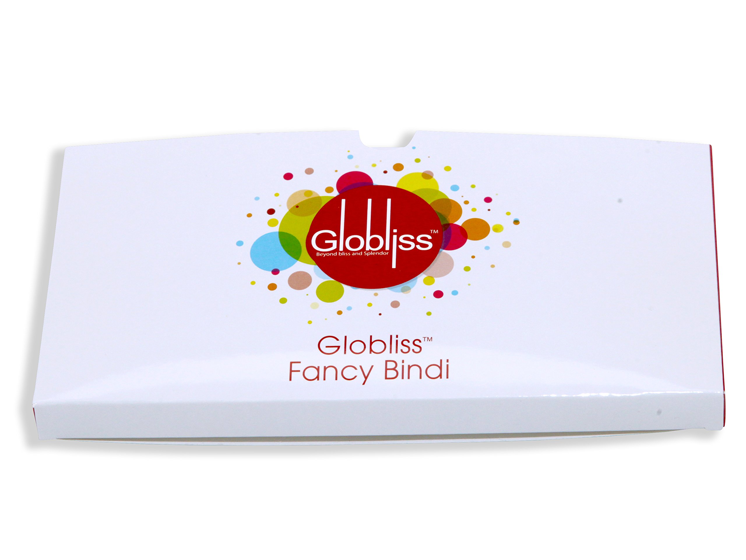 Globliss 6 Packs with 42 Long Indian Bindis face Gems Forehead Sticker Silver Golden Colorful
