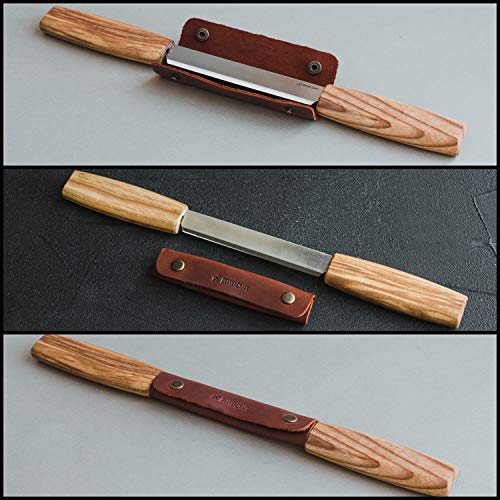 BeaverCraft DK2s Draw Knife with Leather Sheath Woodworking Tool 4.3" Drawknife Wood Carving Tools Wood Draw Knife Woodworking Whittling Tools