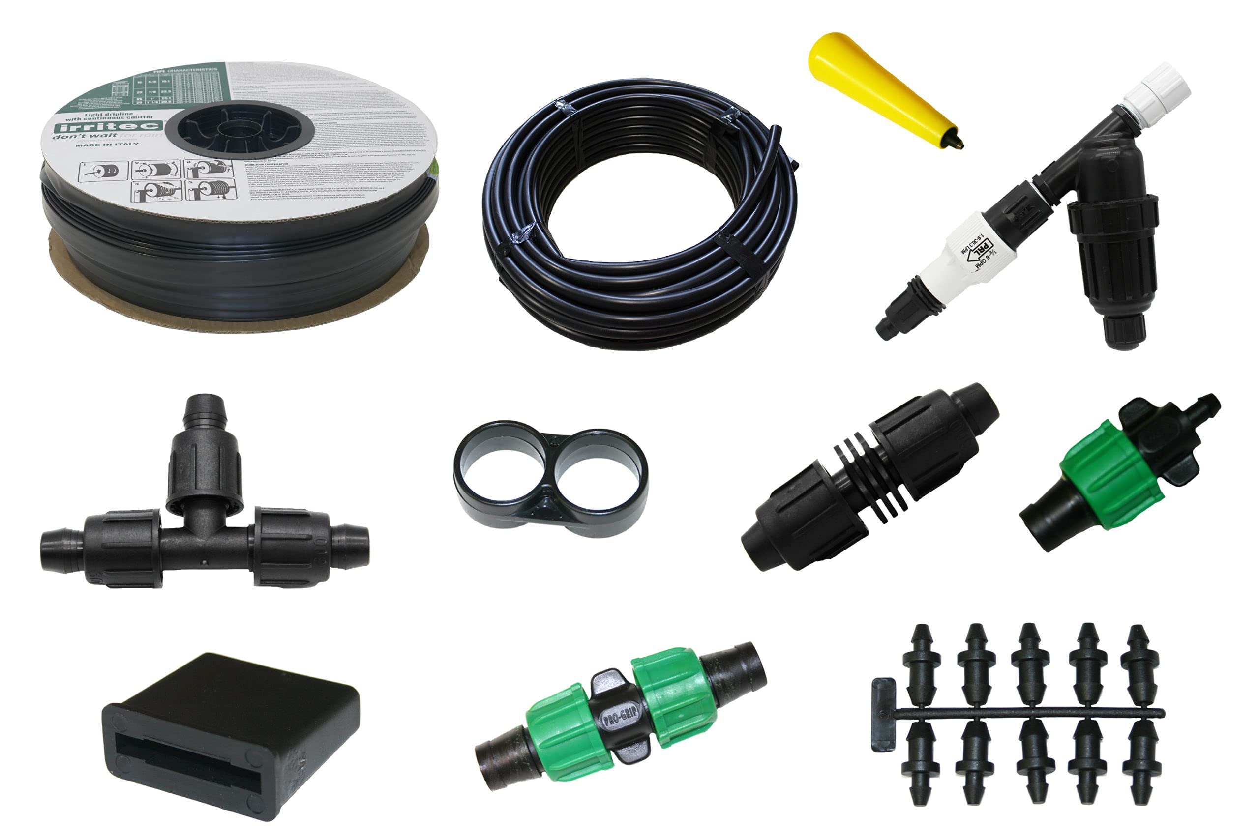 Drip Tape (8 mil) Irrigation Kit for Vegetable Gardens | 1470 ft. Roll | Fittings for 20 Rows