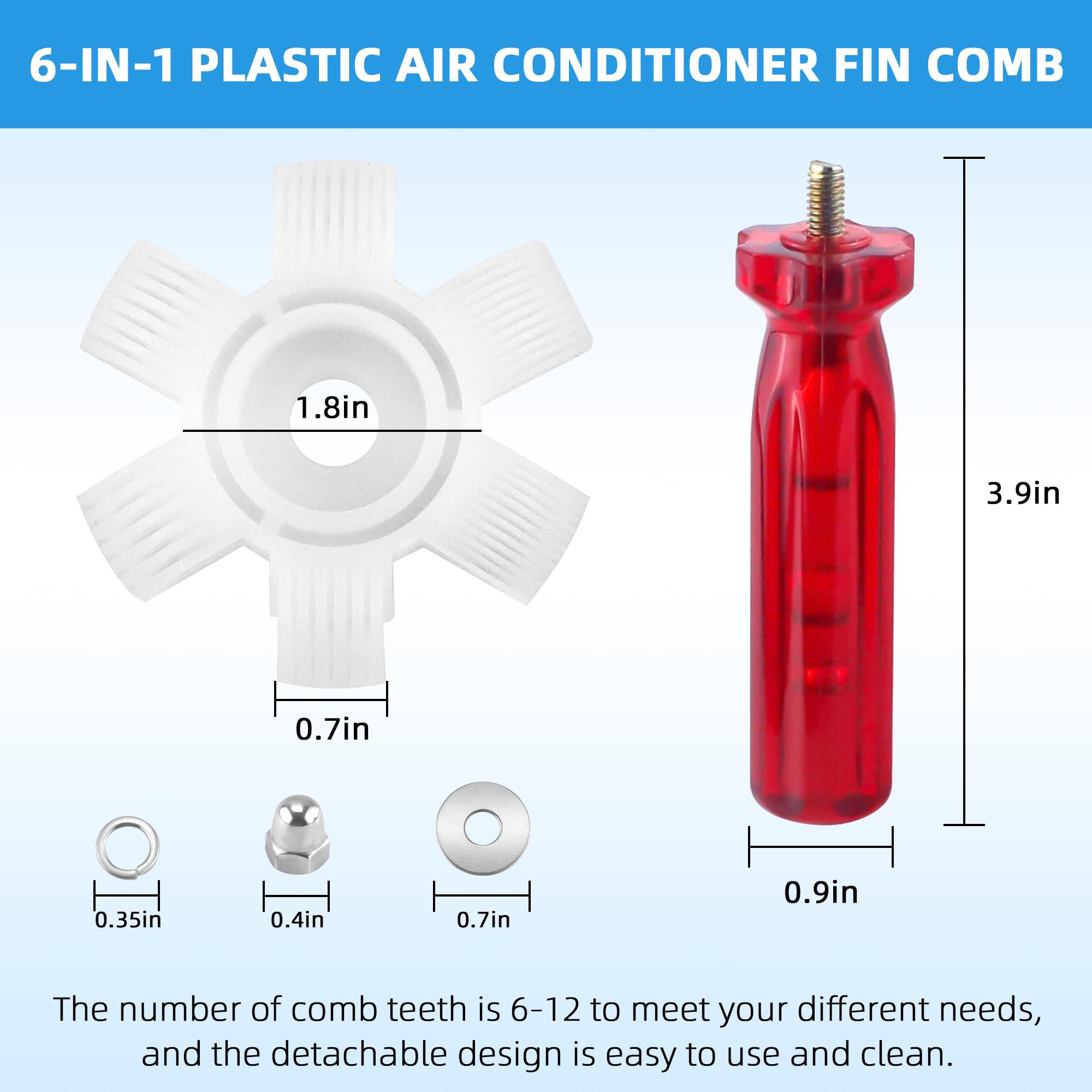 AMI PARTS 3 PCS Air Conditioner Fin Comb Condenser Fin Straightener Include FCR6 Fin Comb, Plastic Air Conditioner Fin Comb and Metal Radiator Fin Comb for Air Conditioner Condenser