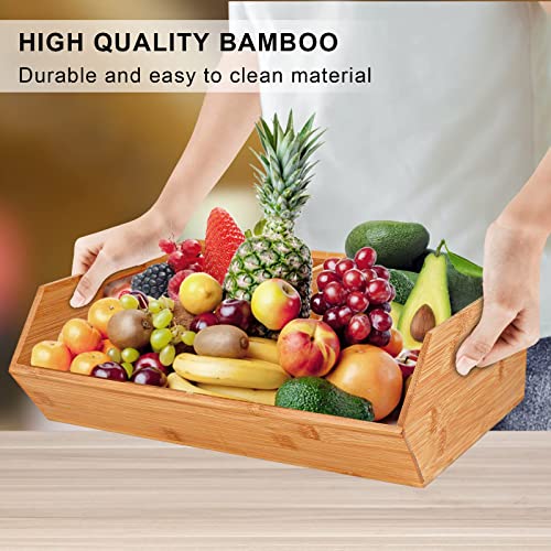 Bamboo Organizer Bin, Multi Purpose Organizer for Kitchen Supplies Holder, Fruit Bin, Cabinets, Pantry and Onion Storage Bin