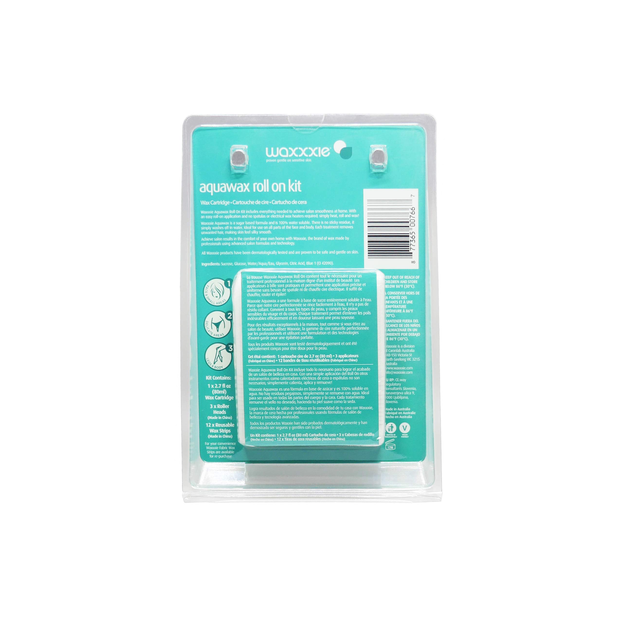 Waxxxie Aqua Wax Roll on Wax Kit - Water Soluble Strip Wax for Effortless Hair Removal with Salon Quality Results