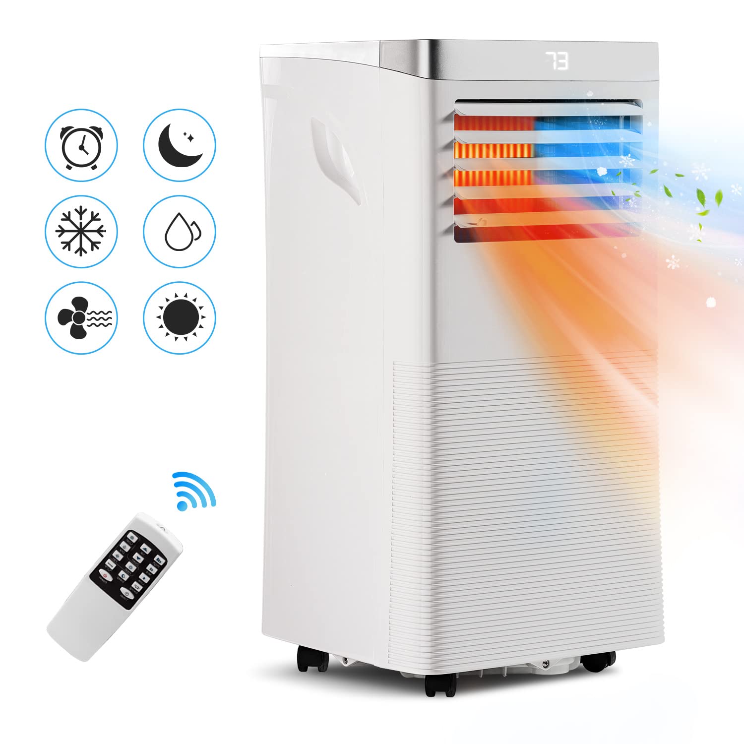 AOXUN 10000BTU Portable Air Conditioner and Heater Dehumidifier and Fan with Remote Control, 4-IN-1 Portable AC Unit For Room, Office, Dorm, Bedroom (Window Venting Kit Included)