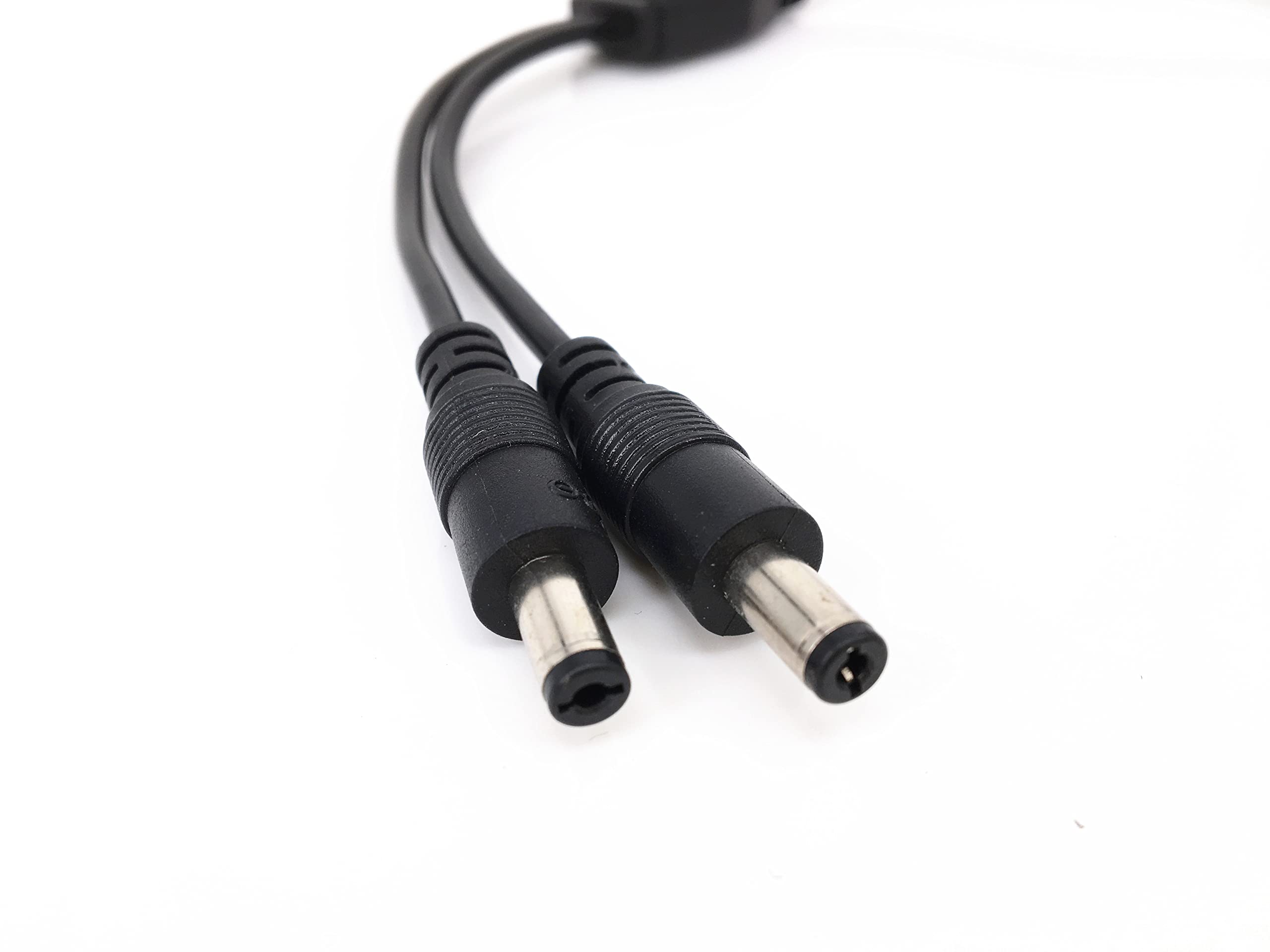 HUALAND 2 Pack Black 1 Female to 2 Male 5.5mm X 2.1mm CCTV DC Power Supply Splitter Cable