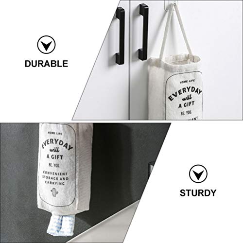 Cabilock 2PCS Wall Mount Grocery Bag Dispenser Linen Kitchen Grocery Plastic Bag Holder Farmhouse Hanging Storage Organizer Basket for Bathroom Home White