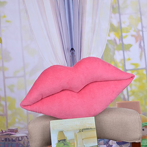 KINGROSE Polypropylene 3D Lip Soft Decorative Throw Pillow Velvet Cushion Home Decor for Bed Living Room 11 x 18 Inches Pink