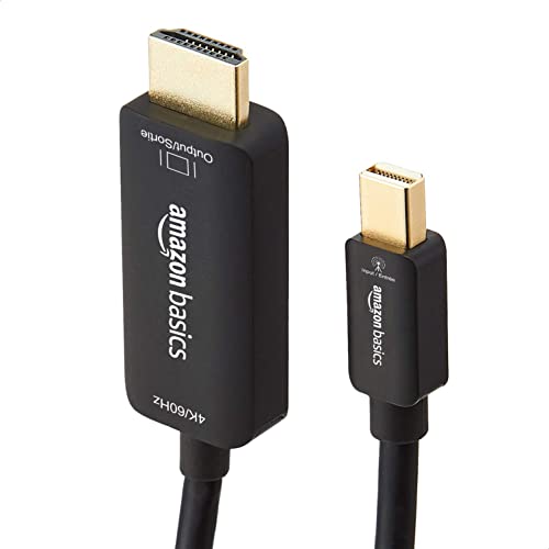 Amazon Basics Mini DisplayPort to HDMI Display Adapter Cable 4K@60Hz - 3 Feet, Black