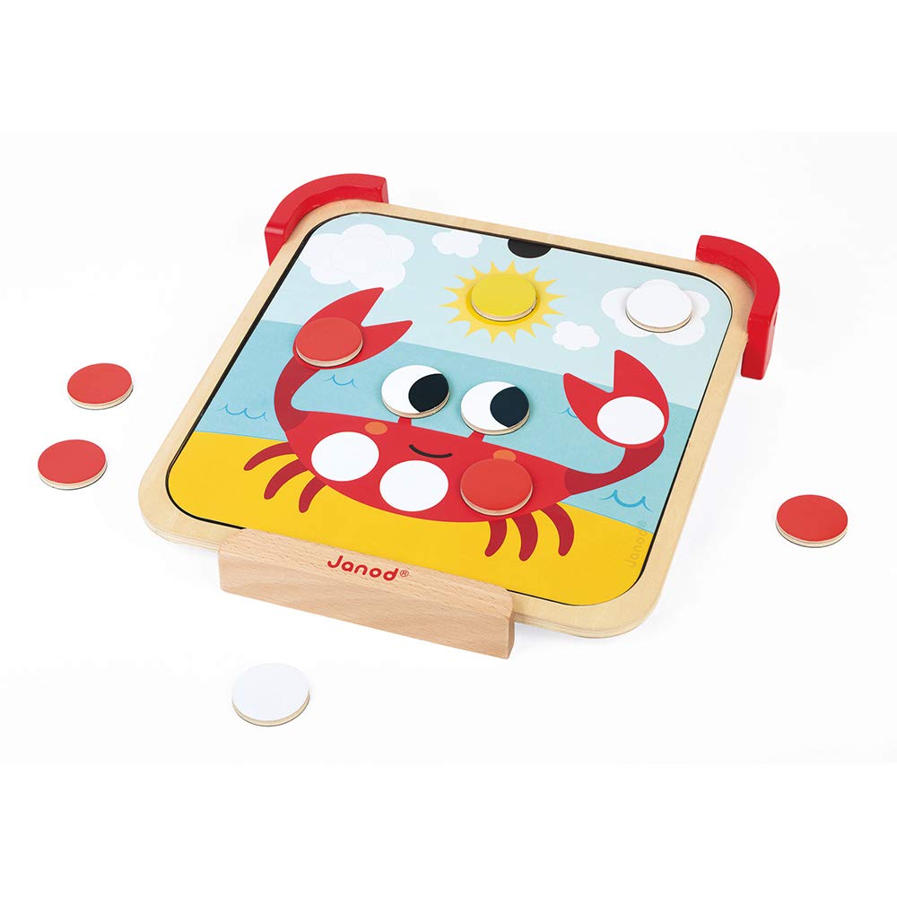 Janod I Am Learning Colors Magnetic Chips Game Set with 20 Activities and Chalk Board - Ages 2+ - J05321
