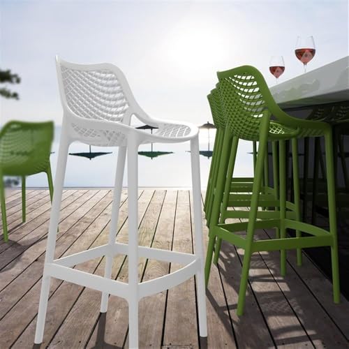 Home Square Polypropylene Patio Bar Stool in White - Set of 2