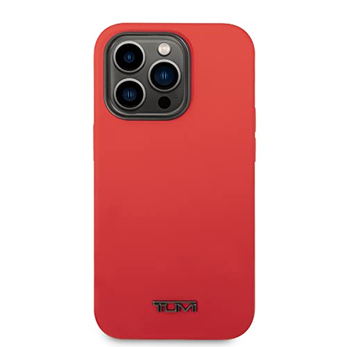 CG MOBILE TUMI Phone Case for iPhone 14 Pro in Red with Black Logo, HC Liquid Silicone Smooth & Anti-Scratch Protective Case with Easy Snap-on, Shock Absorption & Signature Logo