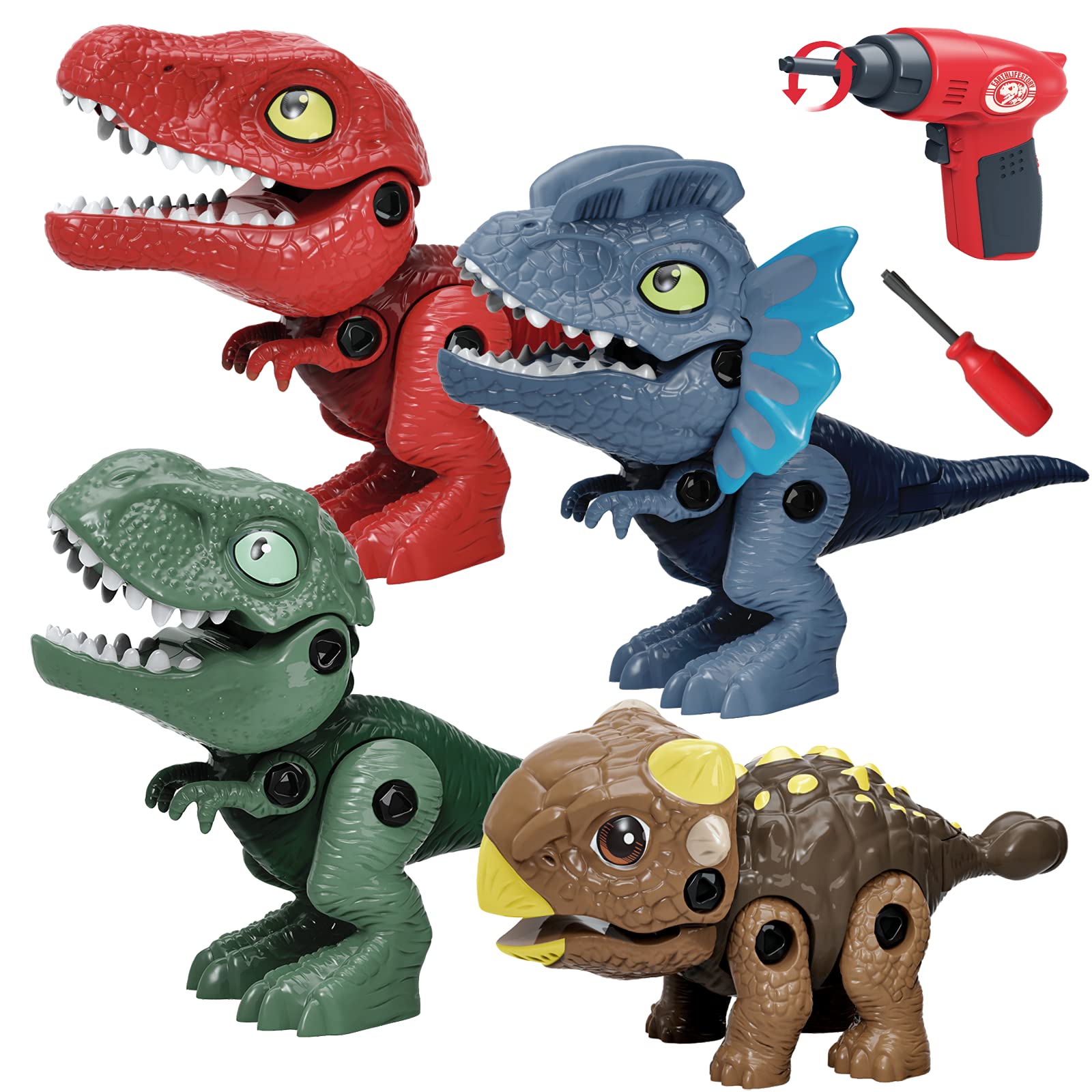 Take Apart Dinosaur Toys for Kids, Kids Toys Stem Dinosaur Toy Learning Building with Electric Drill, Dinosaur Toys for 6 7 8 9 10 Year Old Boys, Birthday Gifts for Toddler Girls Age