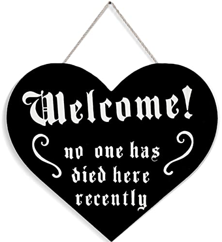 Halloween Decorations Indoor - Halloween Decor - Goth Home Horror Aesthetic Front Door Wreath Gothic Welcome Sign - for Outdoor Yard Fence Spooky Hanging Accents Room Wall 9.5'' X 8.5'' X 1''