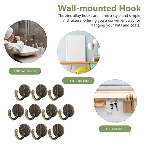 Angoily Wall Mount Clothes Rack 10pcs Bathroom Towel Hook Coat Hook Racks Alloy Clothes Hanger Classic Heavy Duty Wall Mounted Metal Hook Pothook for Garage Kitchen Door Wall Hanger Hooks
