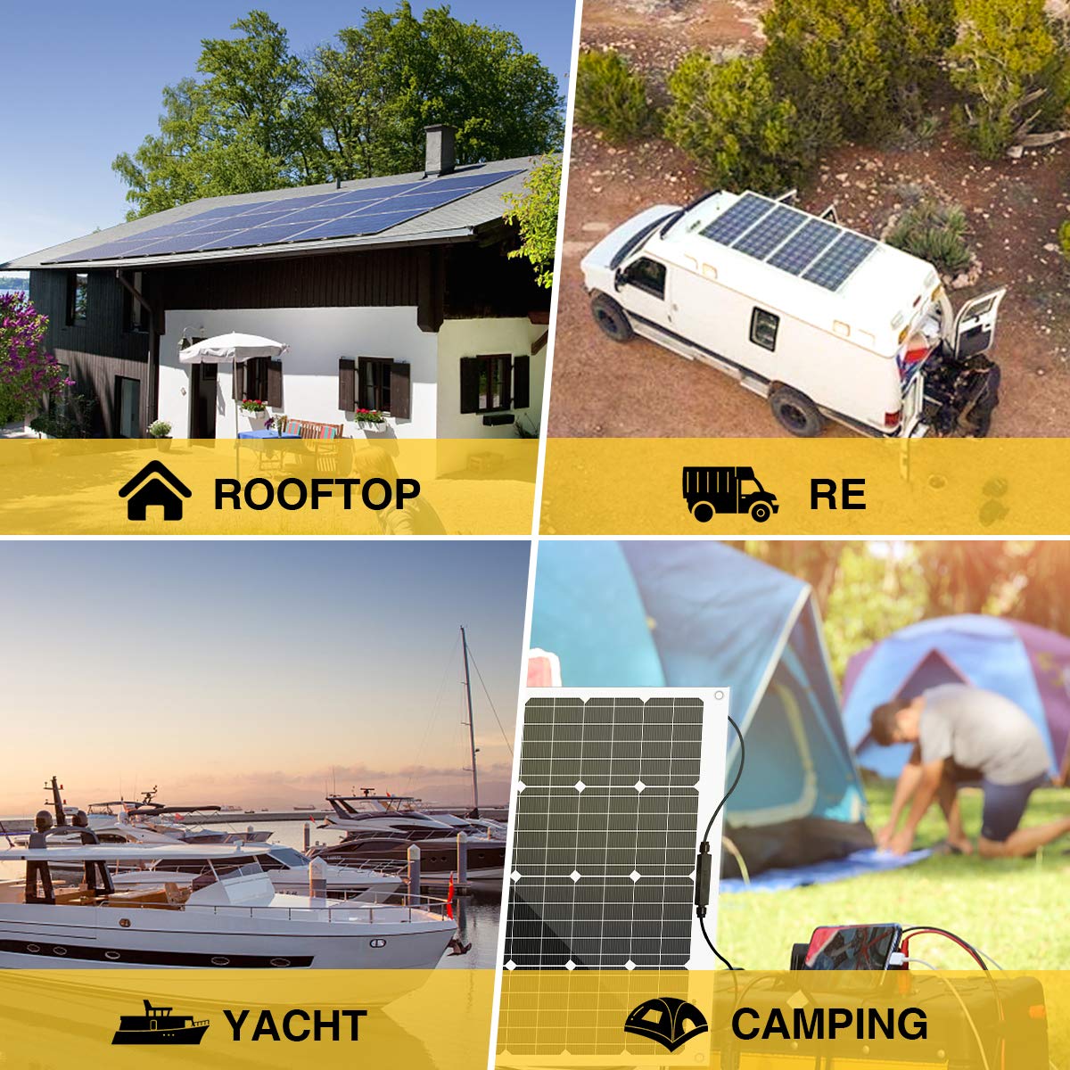 AUECOOR Solar Wind Hybrid System: 400W Wind Turbine Generator+ 120W Flexible Monocrystalline Solar Panel for Off Grid 12V Battery Charging