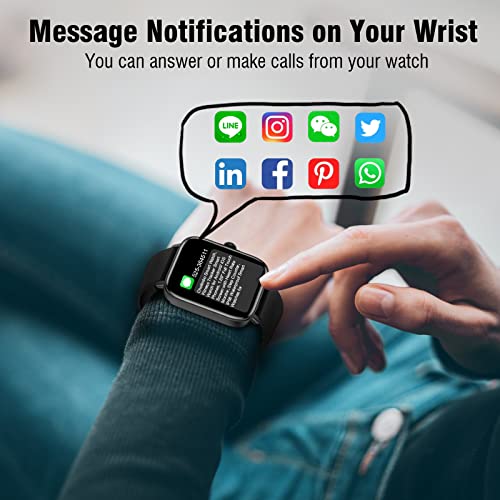 AMIHUSEl Smart Watch 1.7" Touch Screen Call Answer Receive/Dial, Fitness Tracker Smart Watches for Android iOS Phones, IP67 Waterproof with Sleep/Heart Rate Activity Tracker Smartwatch for Man