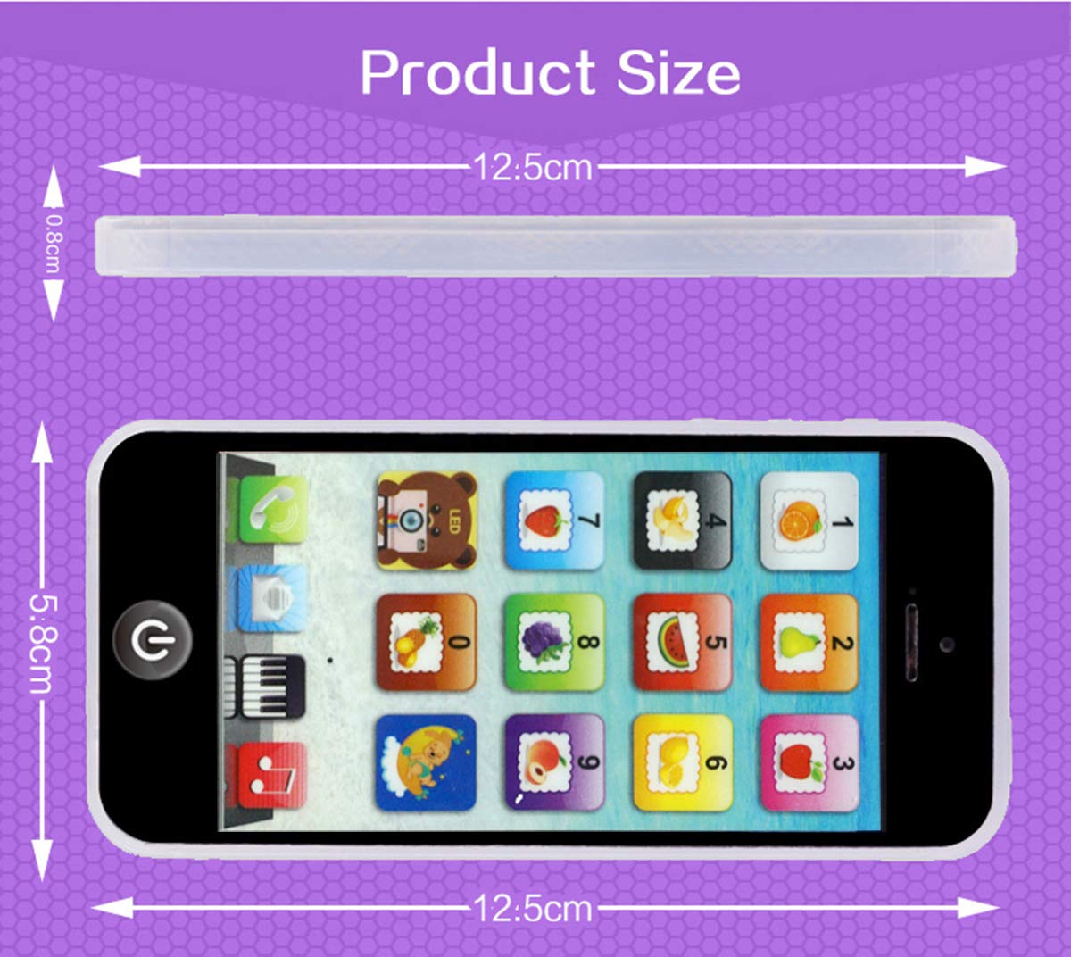 Cooplay Learning Smart Phone Toy Music Lullaby Song Touch Screen Type-C Recharable Cell Phone Mobile Yphone for Toddler Baby