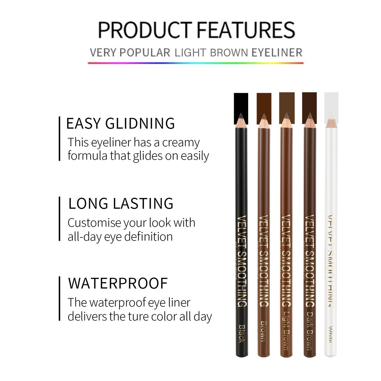 Zevni SUMEITANG Eyeliner Pencil 12 Pcs 2 in 1 Wooden Black Eye liner & Eyebrow Pencil Women Makeup Easy to Color Long lasting Waterproof