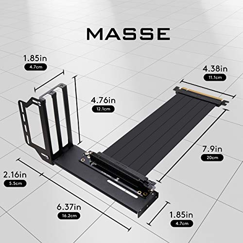 EZDIY-FAB Vertical Graphics Card Holder Bracket,GPU Mount,Video Card VGA Support Kit with 20cm/7.8in PCIE 3.0 Riser Cable