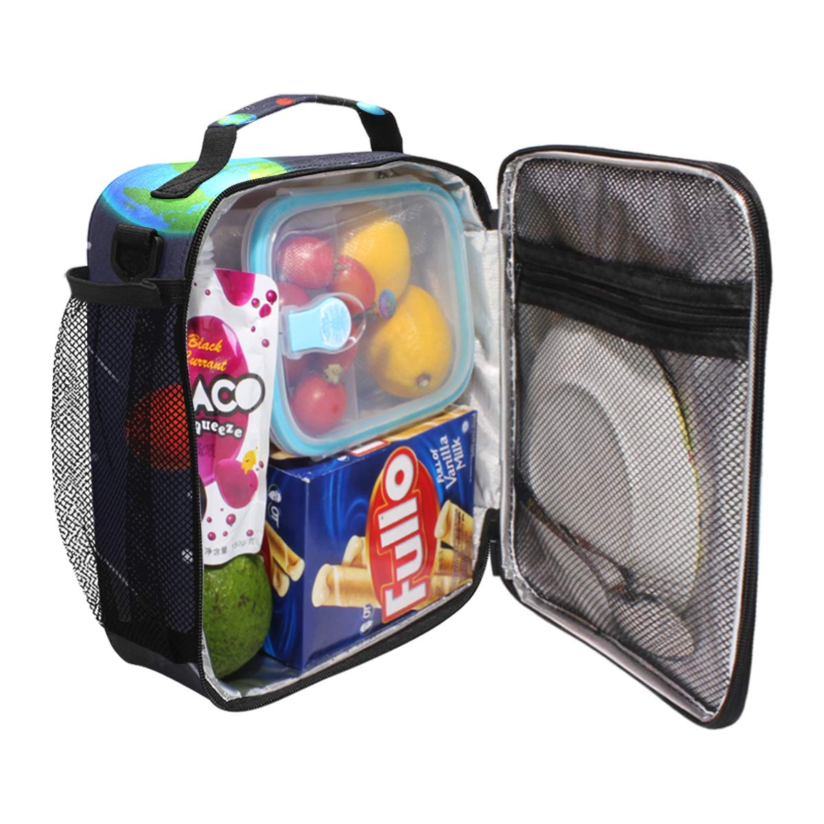 AUUXVA Lunch Bag Box Universe Galaxy Solar System Lunchbox Zipper Insulated Cooler Ice Pack Tote Bag with Shoulder Strap for Women Men Male Female