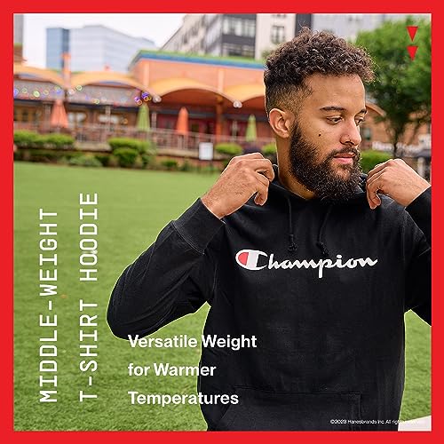 Champion Hoodie, Cotton Mid-Weight Hooded T-Shirt, Comfortable Men's Tee, Navy-549921, X-Large