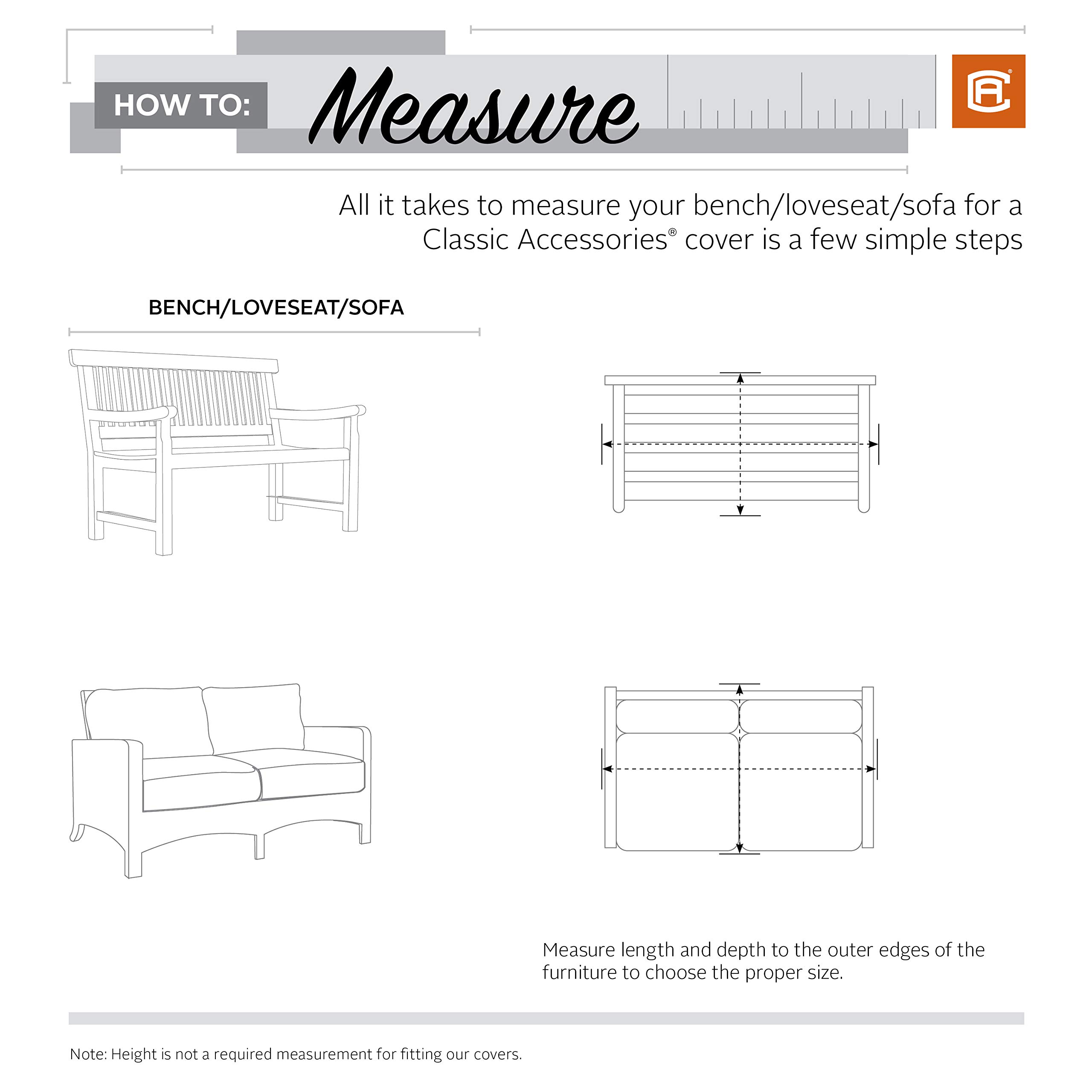 Classic Accessories Terrazzo Water-Resistant 58 Inch Patio Bench/Loveseat Cover, Outdoor Bench Cover