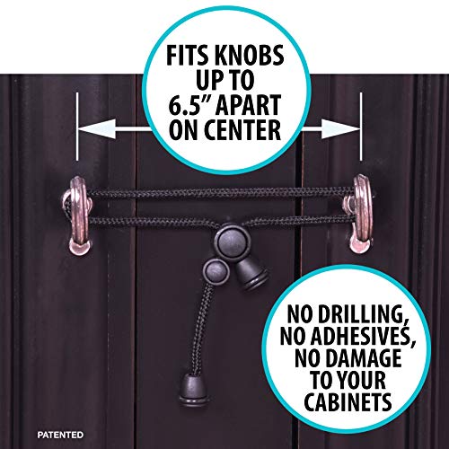Kiscords Baby Safety Cabinet Locks for Knobs Child Safety Cabinet Latches for Home Safety Strap for Baby Proofing Cabinets Kitchen Door RV No Drill No Screw No Adhesive (Black)