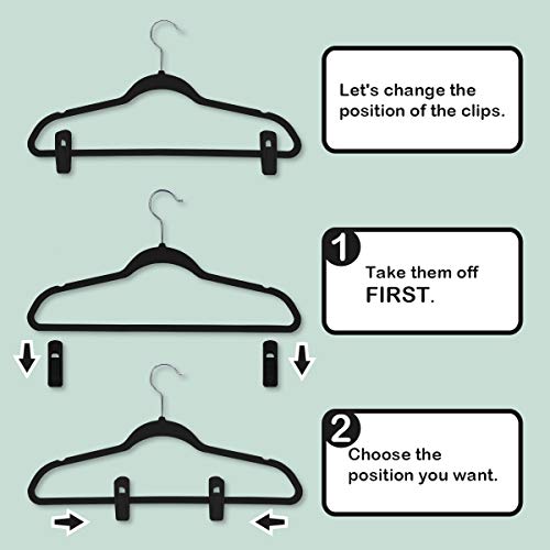 Trgowaul Velvet Hangers Clips, Pants Hangers Velvet Clips, Strong Finger Clips Perfect for Thin Velvet Hangers (60pc, Black)