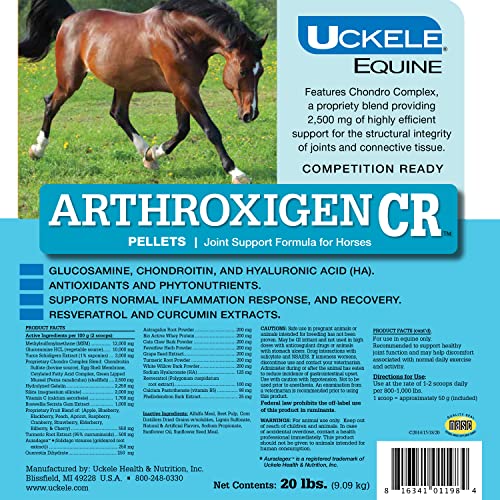 Uckele Arthroxigen Pellets - Joint Supplement Formula for Horses - Eqiune Vitamin & Mineral Supplement - Competition Ready - 20 Pound (lb)