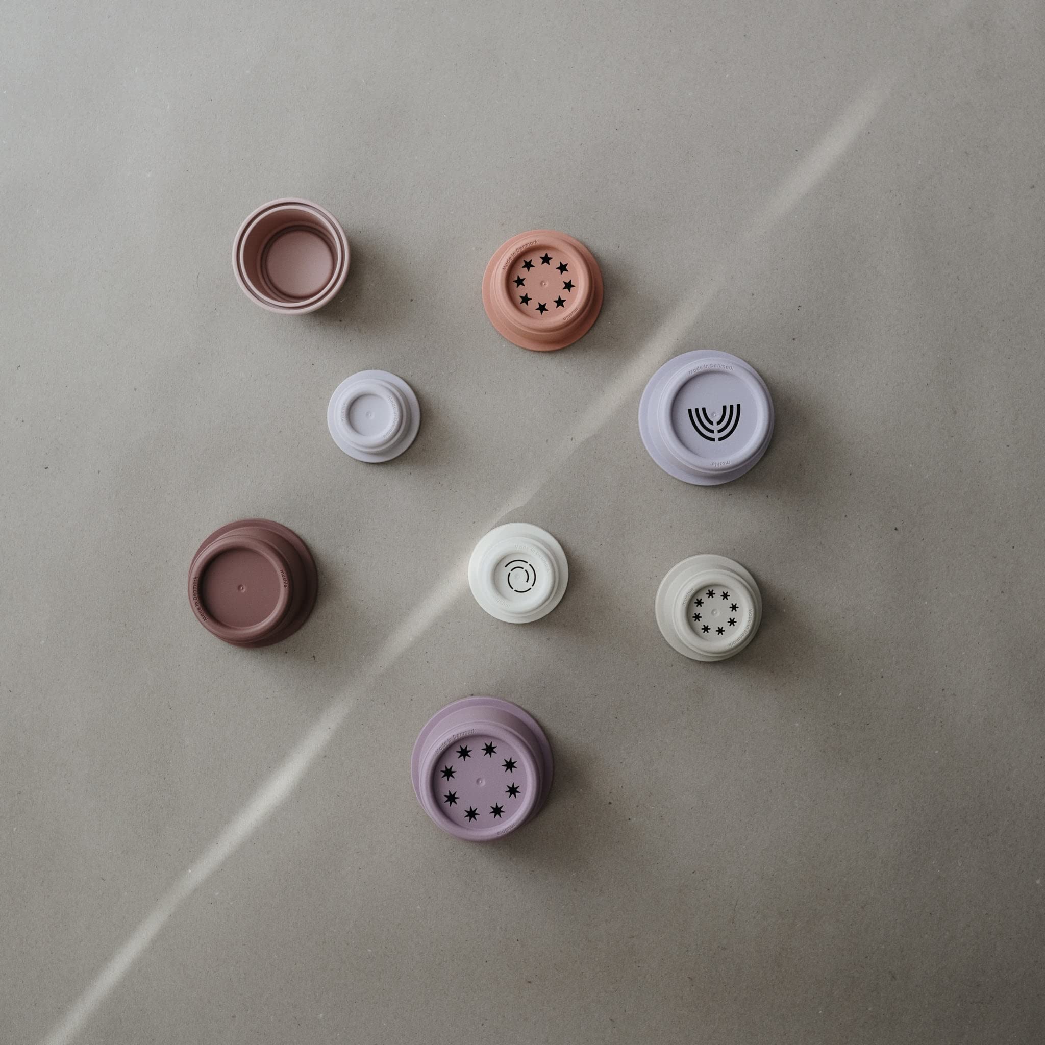 mushie Stacking Cups Toy 8pcs | Made in Denmark (Petal)