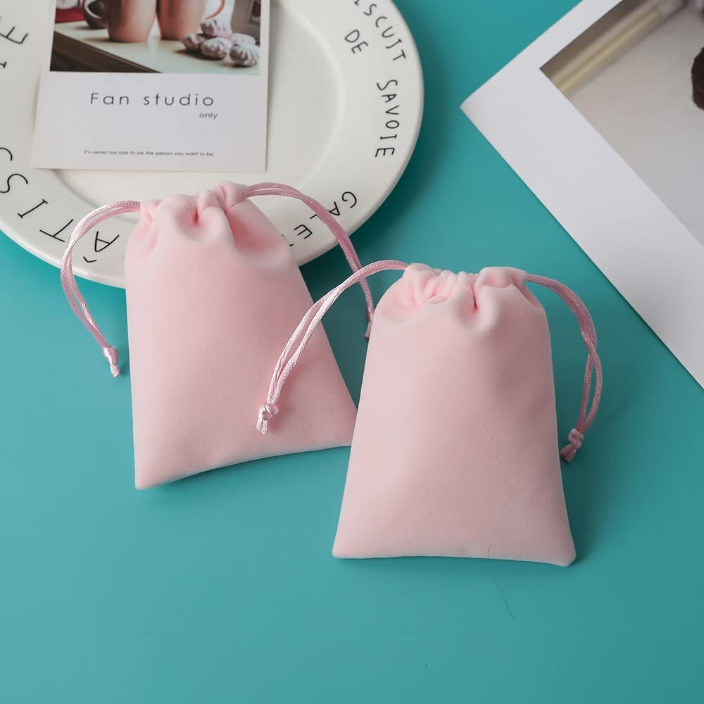 50pcs Jewelry Drawstring Velvet Gift Bags Wedding Candy Packaging Pouch Earrings Ring Necklace Jewelry Cotton Flannel Bag