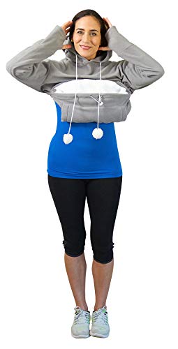 KITTYROO Cat Hoodie, The Original AS SEEN ON TV Kitty Carrying Sweatshirt, with Super Soft Kangaroo Pet Pouch (Large) Grey