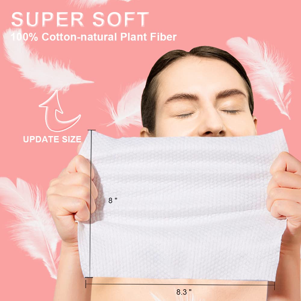 Amisley Disposable Face Towel, Ultra Soft Washcloths, 210Pcs Unscented Baby Dry Wipes for Sensitive Skin, Multi-Use as Makeup Remover & Thickening Cleansing Towelettes, w/Dust-Proof Bag, 3 Boxes
