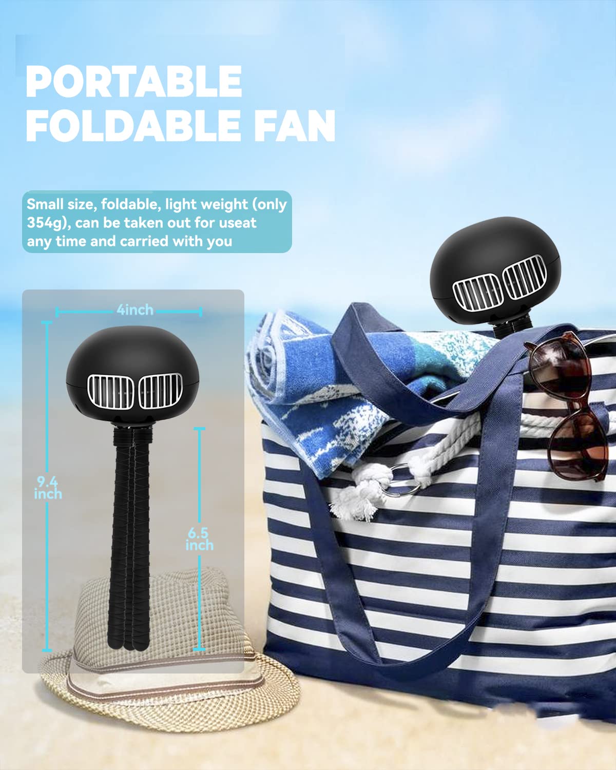 Kaylocheer USB Rechargeable Baby Stroller Fan with Strong Wind, 360-degree Rotation, Quiet Operation, Octopus Design, 3 Wind Speeds, Portable for Travel