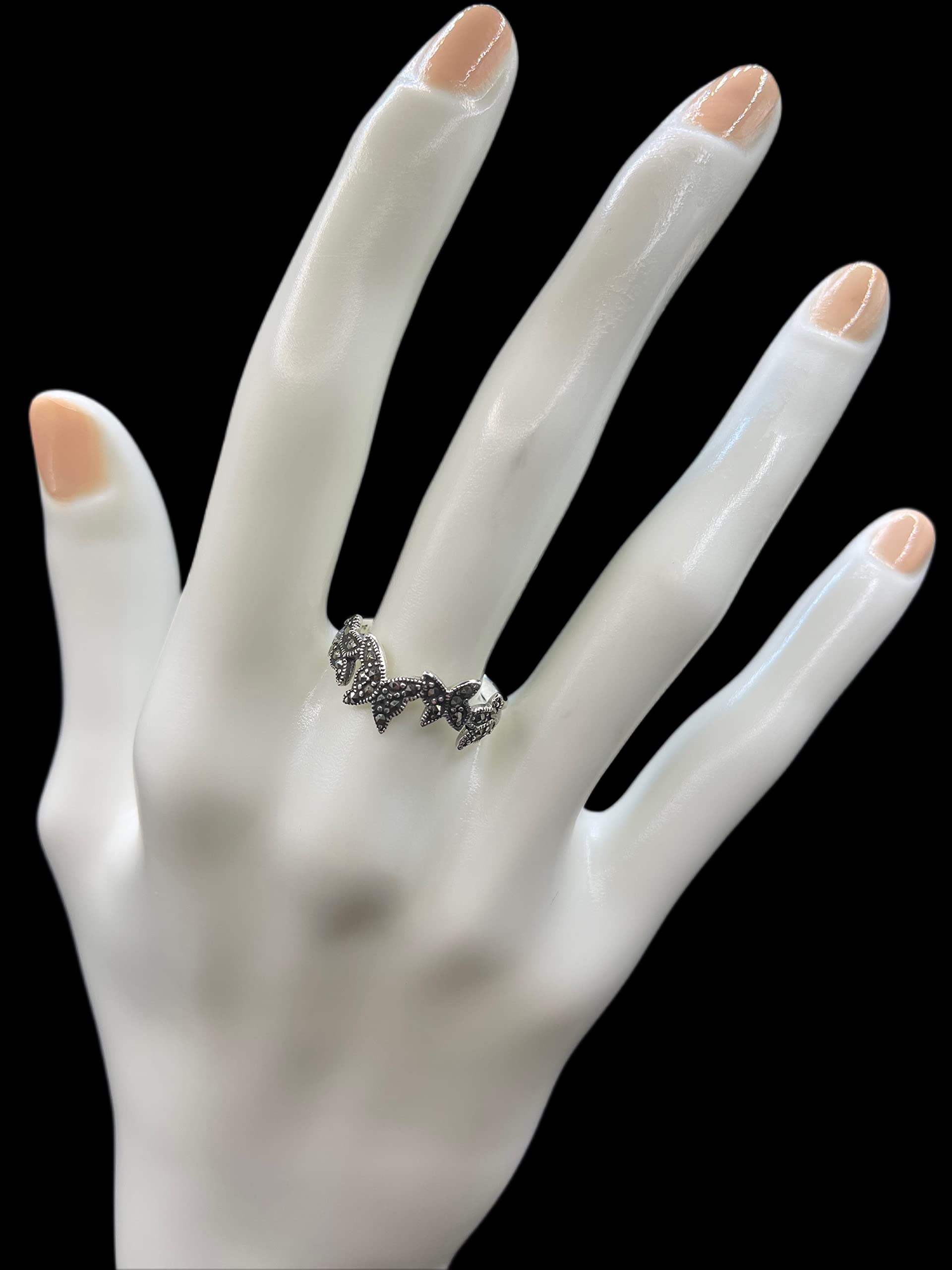 925 Silver and Marcasite Butterfly Ring for Women