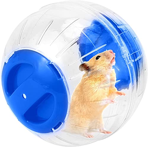 Hamster Exercise Ball Silent Hamster Wheel Small Animals Transparent Ball for Dwar Rat Relieves Boredom and Increases Activity (6 inch, Blue)