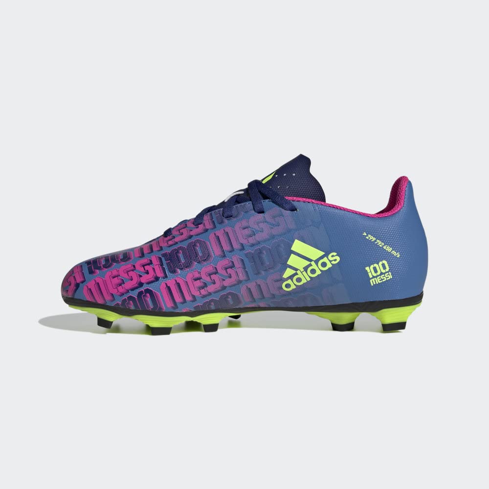 adidas X Speedflow Messi.4 Flexible Ground Cleats Soccer (Little Kid/Big Kid) Victory Blue/Shock Pink/Solar Yellow 4 Big Kid M