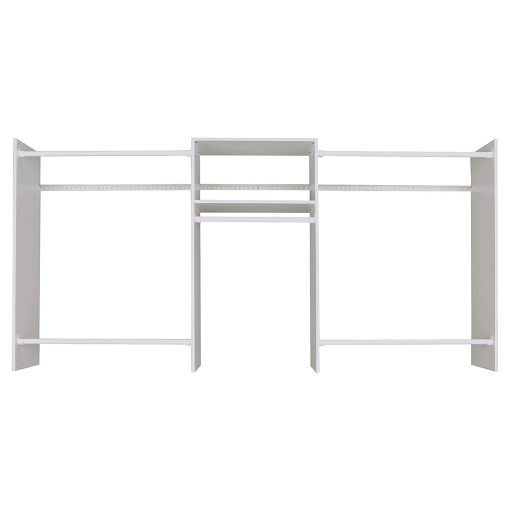Easy Track Basic Storage Starter Wall Mounted Closet Organizer System Kit with 2 Spacious Shelves and 5 Hanging Rods, Honey Blonde