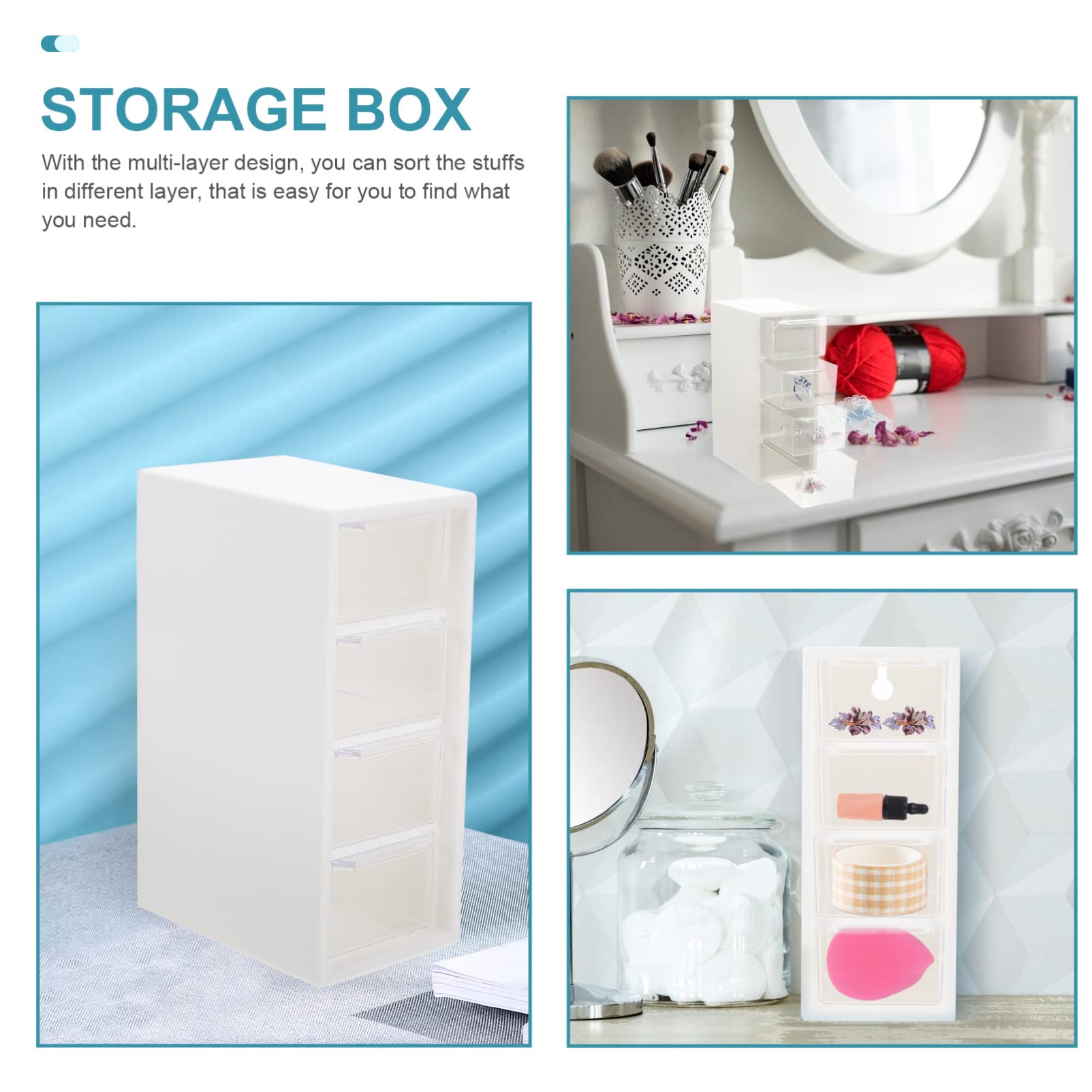 Cabilock Box Jewelry Storage Box Office Storage Cabinet Makeup Container Makeup Organizer Drawer Makeup Storage Case Cosmetic Organizer Drawer Desktop Storage Dog Plastic White Accessories