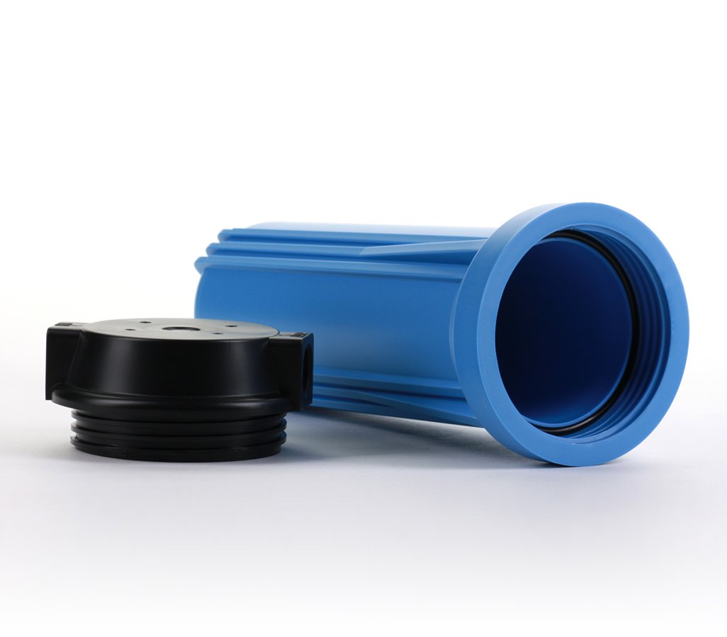 Hydronix HF2-10BLBK14, 10" Blue Housing with Black Flat Cap For RO & Filtration Systems, 1/4" Ports