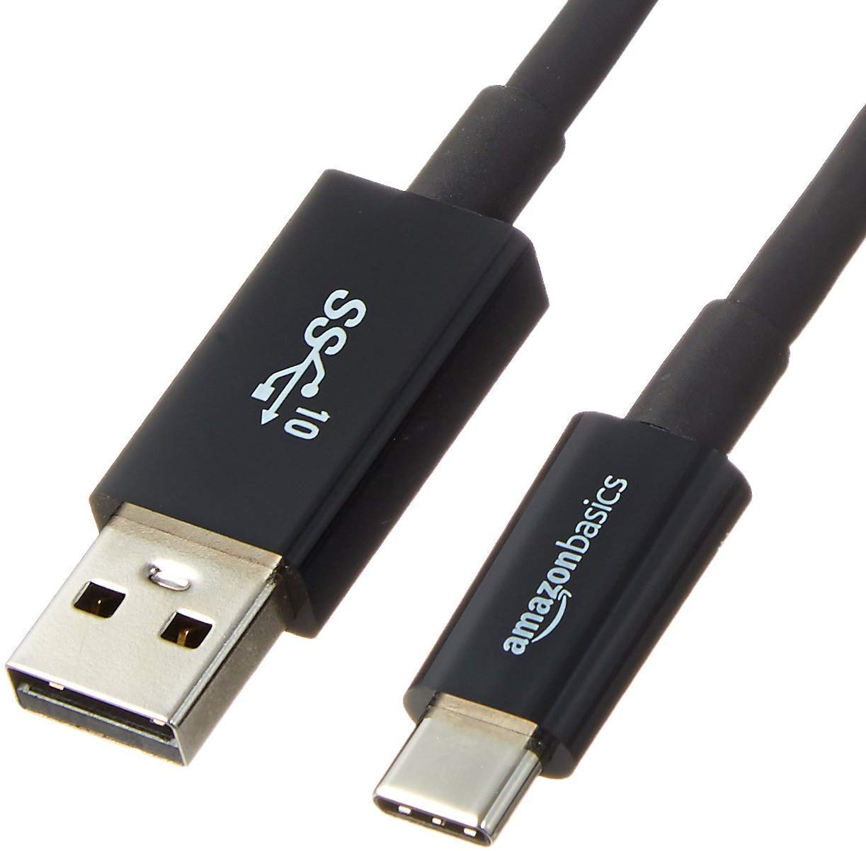 Amazon Basics USB-C to USB-A Male 3.1 Gen2 Cable - 3-Foot (0.9 Meters) - Black, 5-Pack