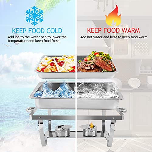 Chafing Dish Buffet Set 4 Packs,8 Quart Stainless Steel Foldable Rectangular Chafing Full Size Food Pan,Chafing Servers With Covers buffet servers and food warmers for parties wedding outdoor banquet