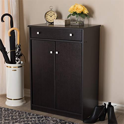BOWERY HILL Contemporary Wooden Shoe Cabinet in Wenge Brown