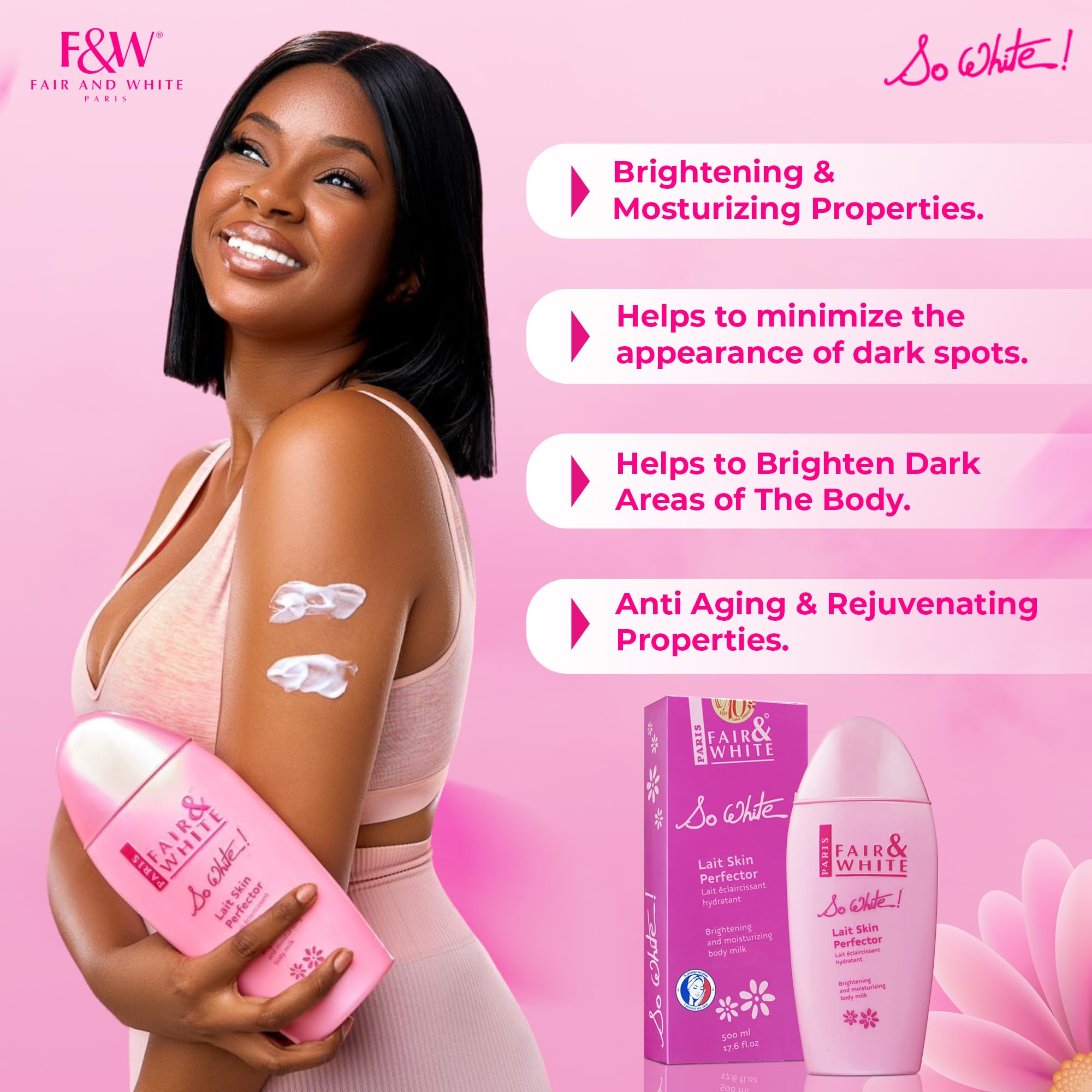 FAIR & WHITE So White, Skin Brightening Lotion - 500 ml / 17.6 Fl oz - Daily Moisturizing Body Lotion