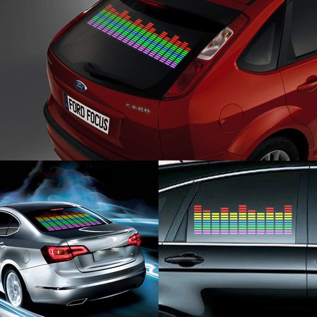 DIYAH Auto Sound Music Beat Activated Car Stickers Equalizer Glow LED Light Audio Voice Rhythm Lamp 90cm X 25cm / 3FT X 5/6FT (Multi Color)