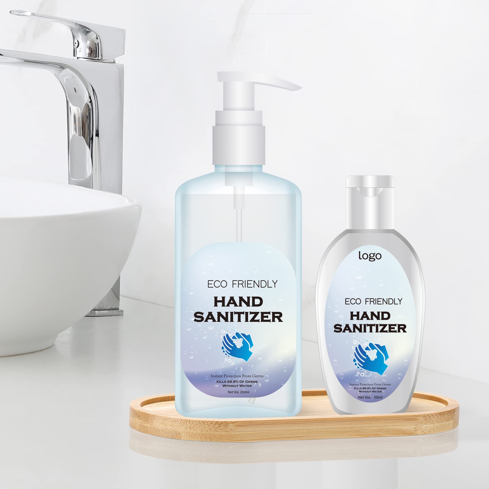 Bamboo Soap Dispenser Tray, Multi Use Bathroom Counter Tray, Rounded Edges Bamboo Oil and Vinegar Glass Bottle Tray for Dresser Counter Head Ornament Tissues Candles