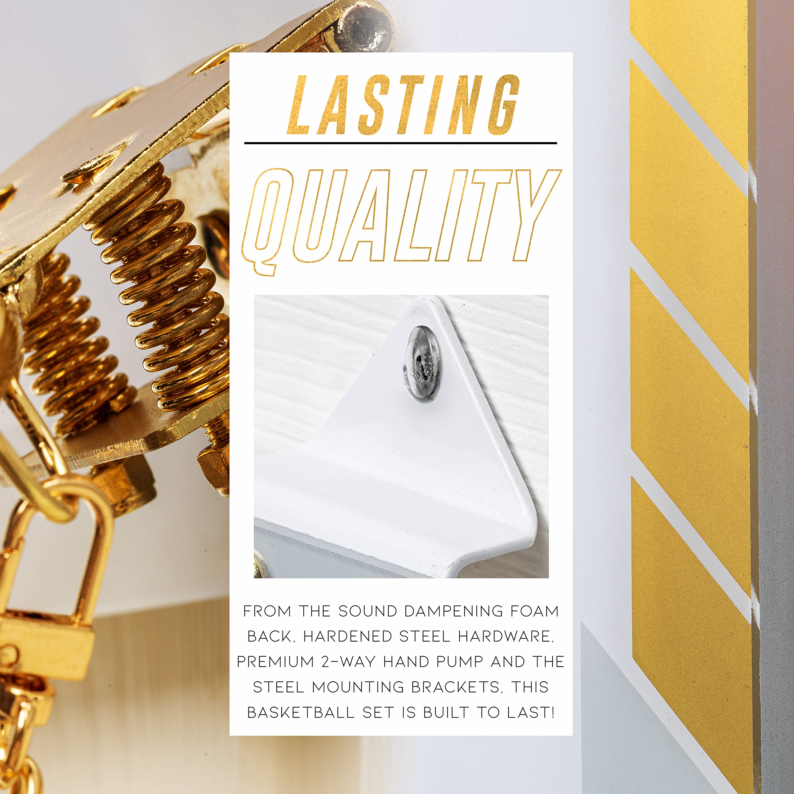 Franklin Sports Mini Basketball Hoop - Premium Gold Chrome Wall Mounted Backboard Mini Hoop with Rim + Net - Ball Included - Perfect Bedroom Accessory