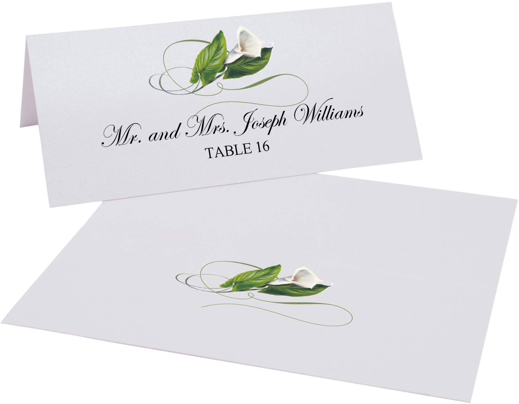 Calla Lily Swirl Printable Place Cards, Set of 60 (10 Sheets), Laser & Inkjet Printers - Wedding, Party, Dinner, and Special Events - Made in the USA