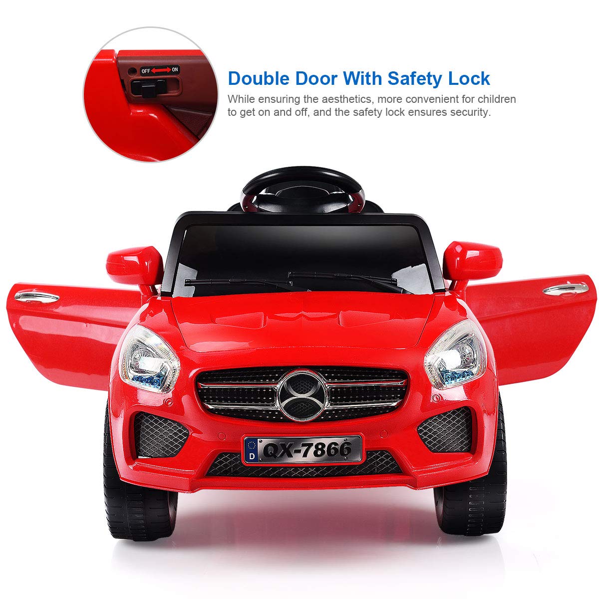 Costzon Kids Ride On Car, 6V RC Parental Remote Control & Foot Pedal Manual Modes, Battery Powered Vehicle w/LED Lights MP3 Functions, White