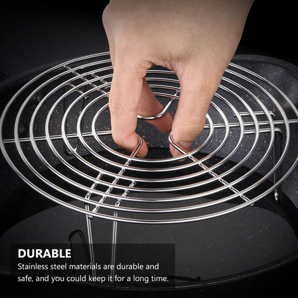 Cabilock Stainless Steel Steamer Rack Round Cooling Rack Microwave Tray Microwave Plate Stacker Cooking Supplies for Steaming Bacon Snacks (20 * 7cm)